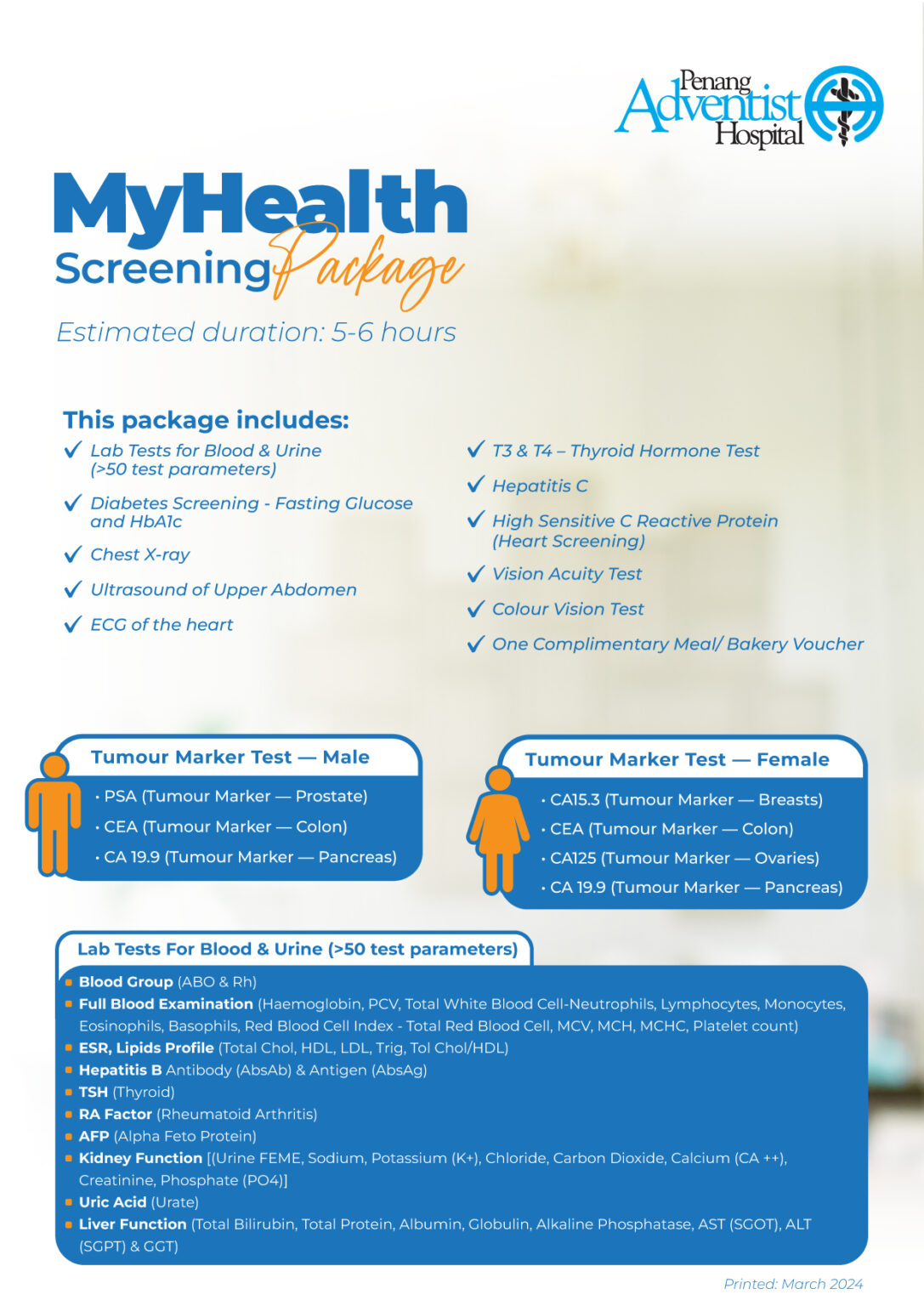 MyHealth Screening Package (RM760) - Penang Adventist Hospital